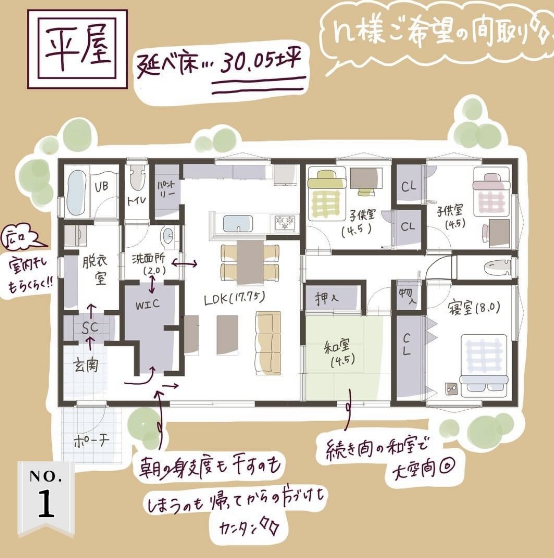 トイレが2つある平屋の間取り☆｜お知らせ・ブログ｜浜松・掛川の注文住宅なら子育て安心住宅デザインクラフトオフィス